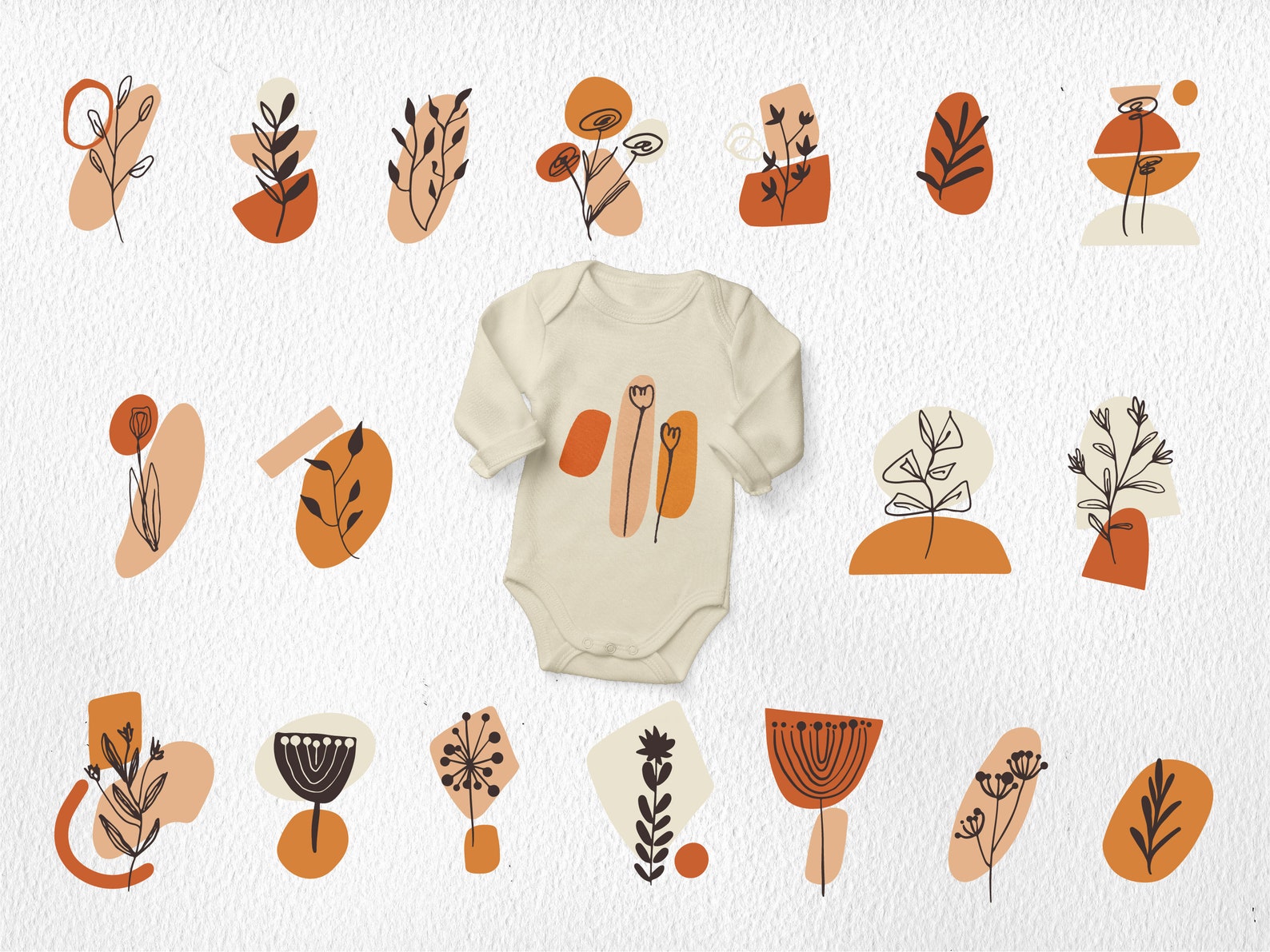 Boho Clipart Bundle, Terracotta Wall Art Elements in PNG, SVG, JPG ...