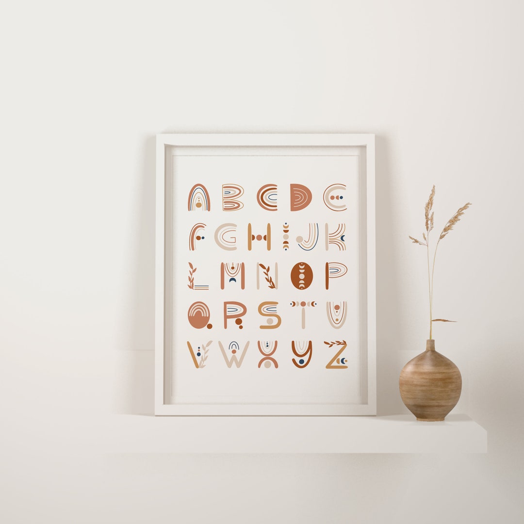 Alphabet Poster, Rainbow Wall Hanging, Above Bed Decor Nursery Print ...