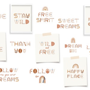 Boho Rainbow Clipart Bundle, Alphabet Posters and Clipart SVG, Bohemian ...