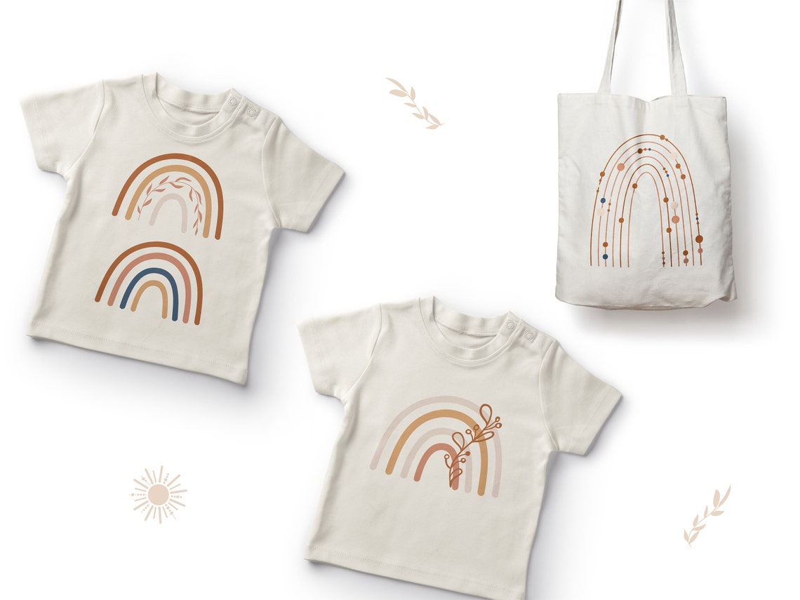 Boho Rainbow SVG Clipart, Gender Neutral Baby Rainbow Set, Nursery Wall ...