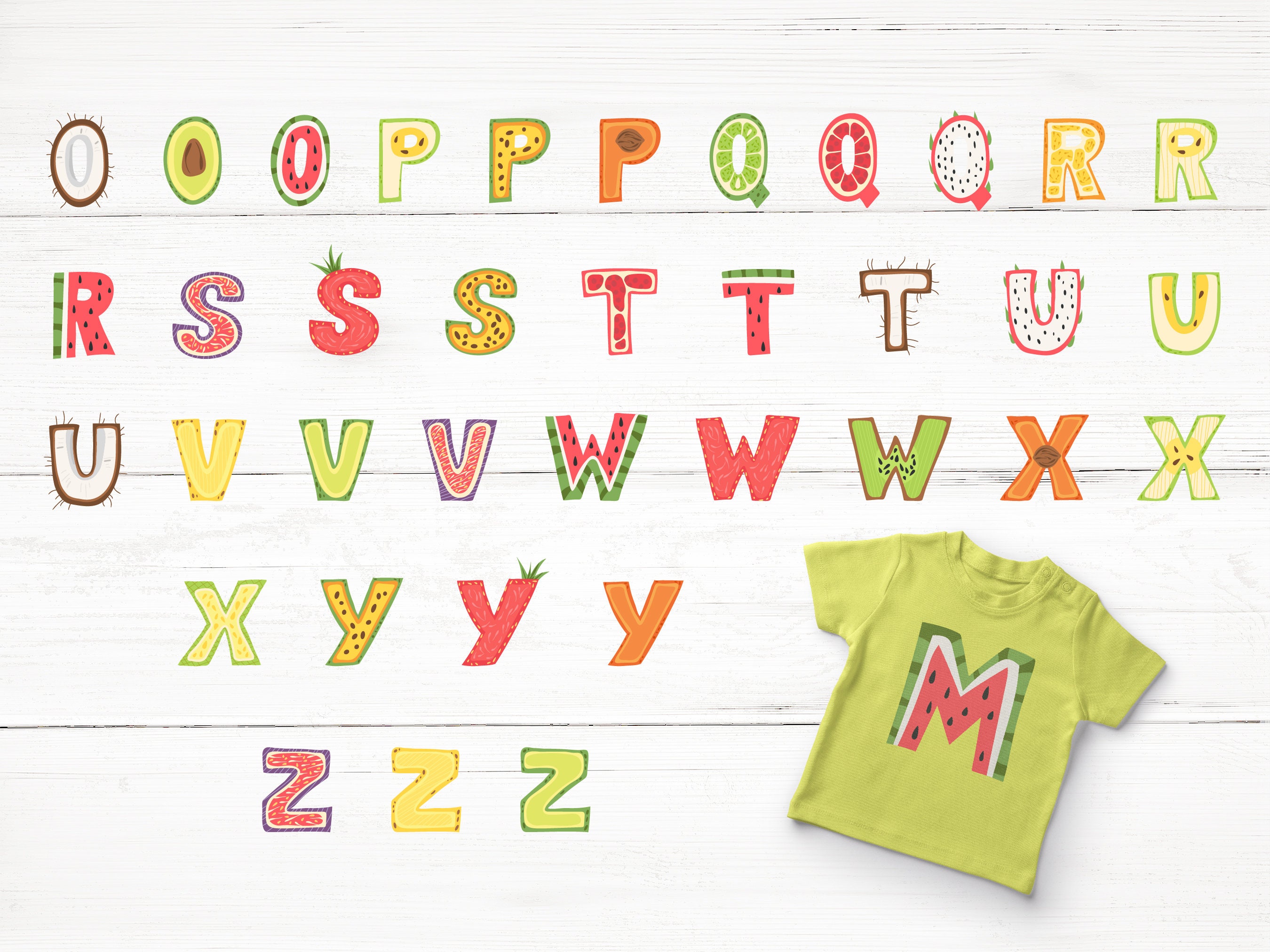 Fruit SVG Letters, Summer Alphabet Clipart, Fruity Letter Set, Food ...