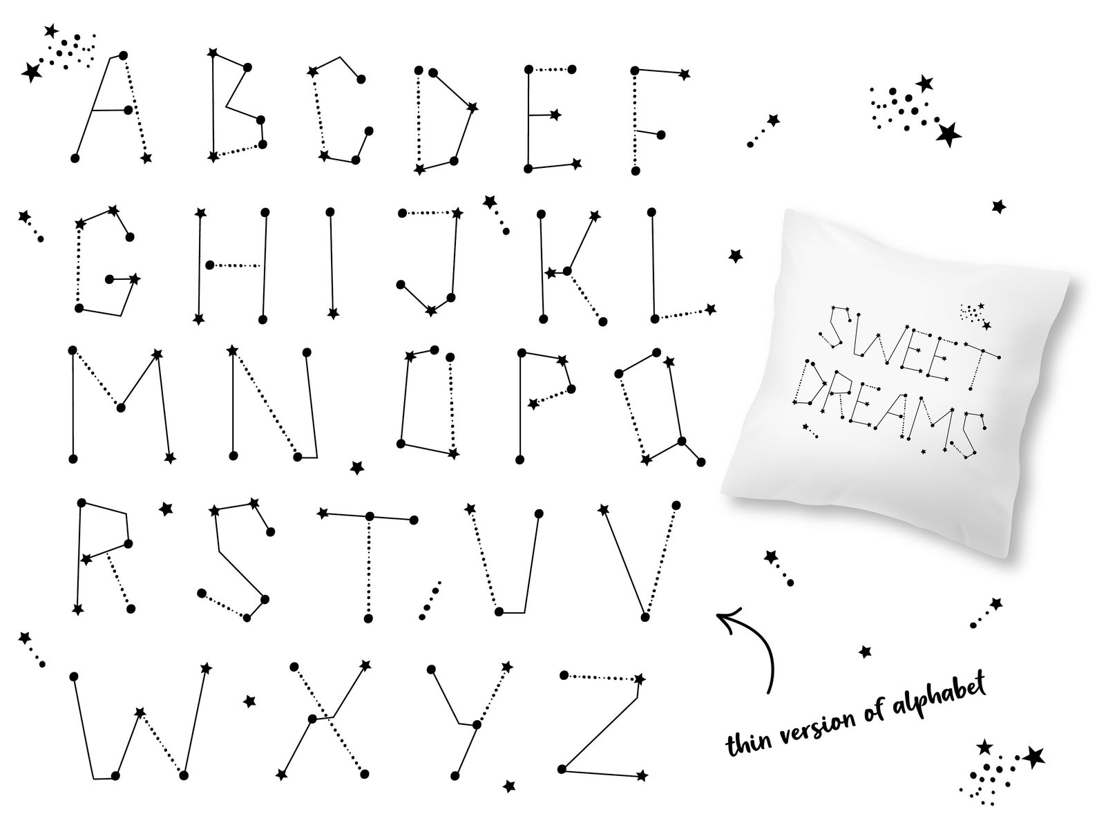 Celestial Alphabet Clipart, Nursery Space Art Print, Boho Letter Set ...
