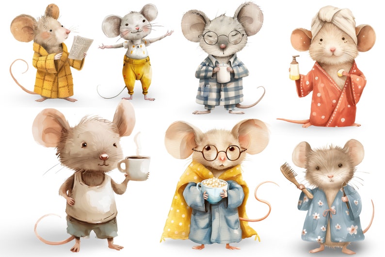 Home Buddies, Mice Clipart, PNG Animal Set, Nursery Wall Decor. - Etsy