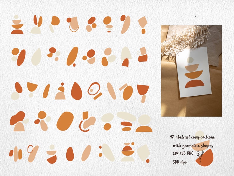 Boho Clipart Bundle, Terracotta Wall Art Elements in PNG, SVG, JPG ...