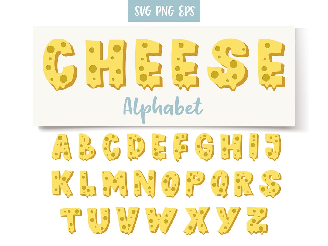 Alphabet Food Clip Art, Cheese Letters Clipart Svg, Letter Set ...