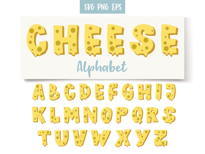 Alphabet Food Clip Art, Cheese Letters Clipart Svg, Letter Set ...