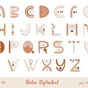Boho Alphabet Clipart, Bohemian Letter Set, Rainbow Letters SVG, PNG - Etsy