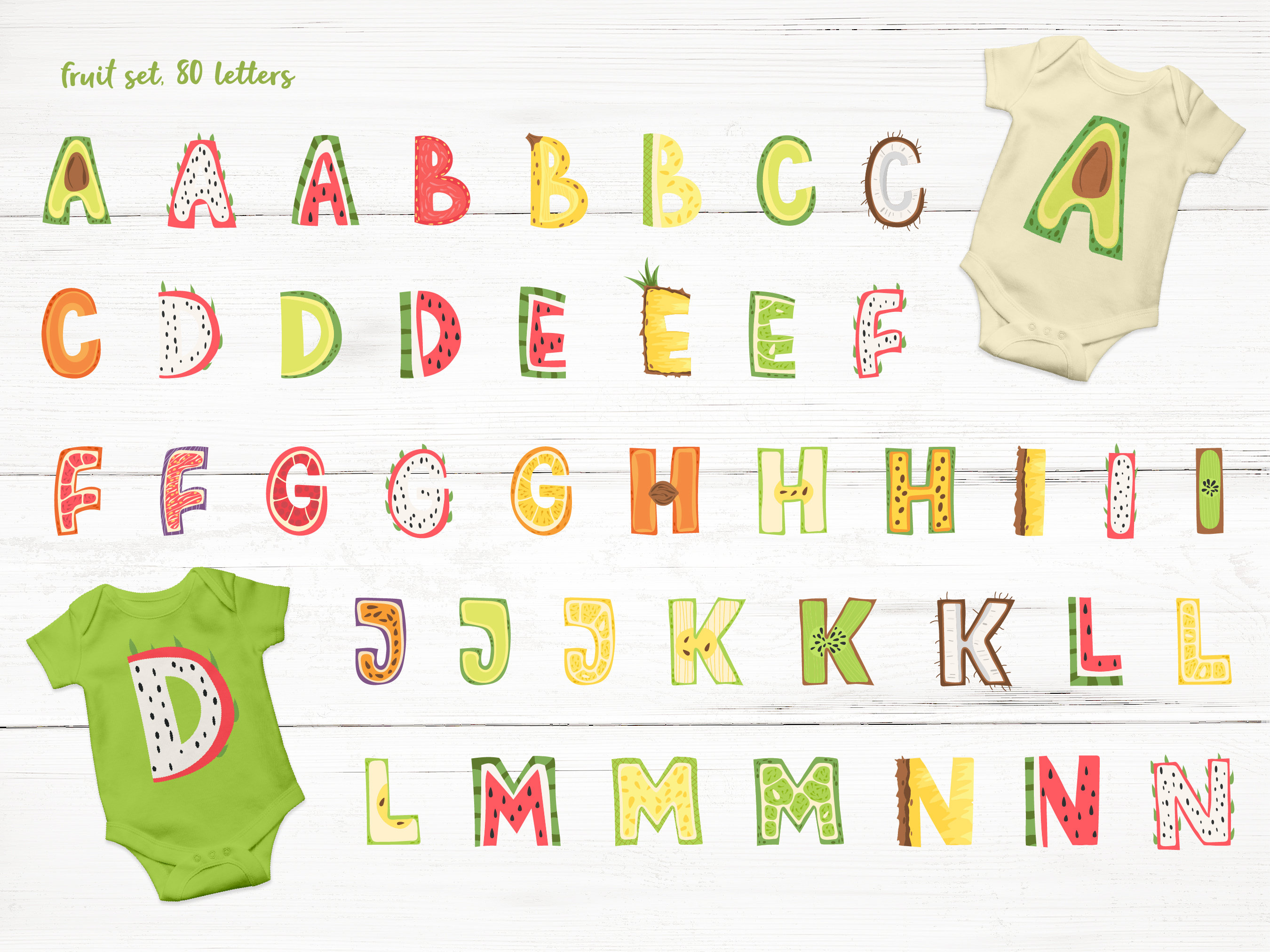 Fruit SVG Letters, Summer Alphabet Clipart, Fruity Letter Set, Food ...