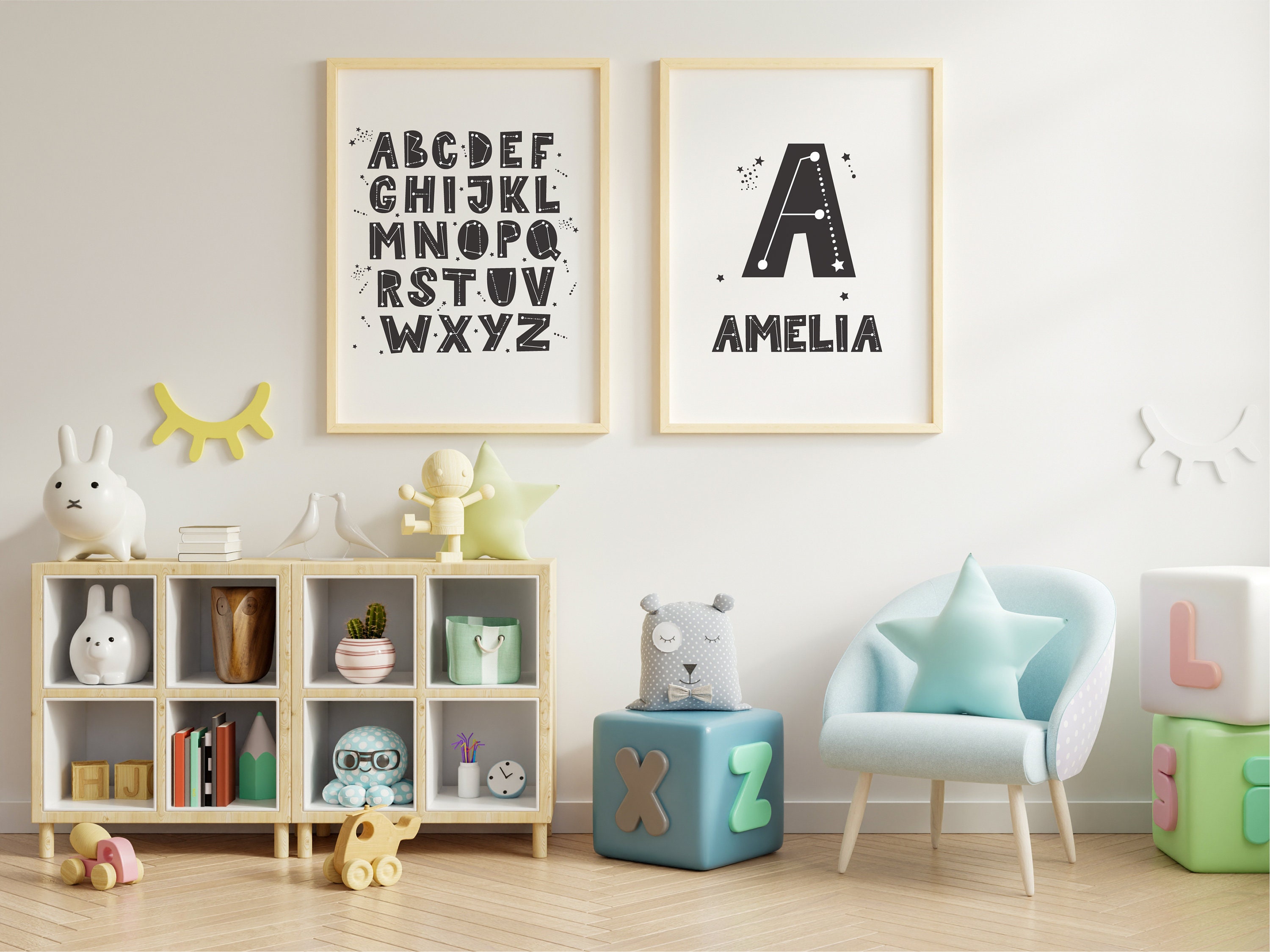 Celestial Alphabet Clipart, Nursery Space Art Print, Boho Letter Set ...