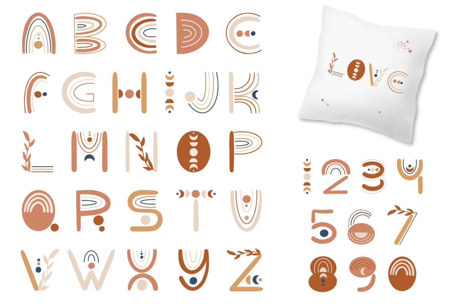 Boho Alphabet Clipart, Bohemian Letter Set, Rainbow Letters SVG, PNG - Etsy