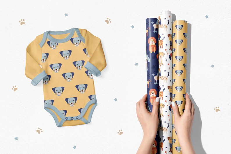 Dogs Digital Paper Set, Pet Pattern, Animal Nursery Seamless Files ...