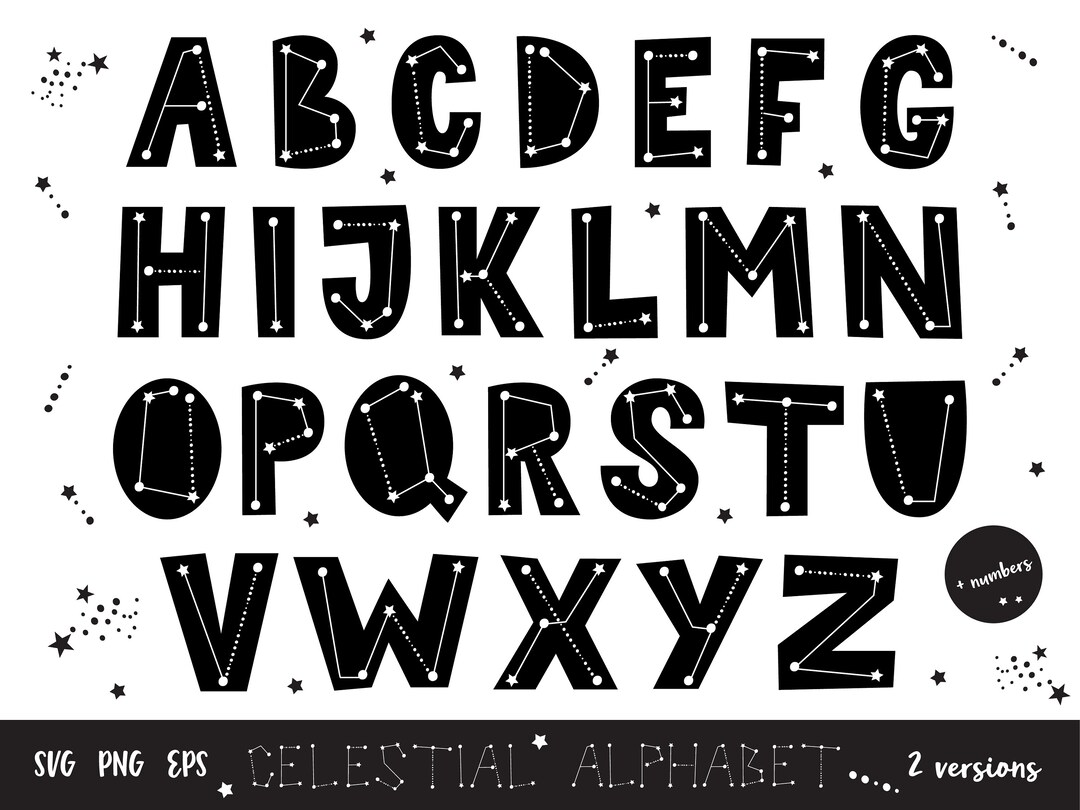Celestial Alphabet Clipart, Nursery Space Art Print, Boho Letter Set ...