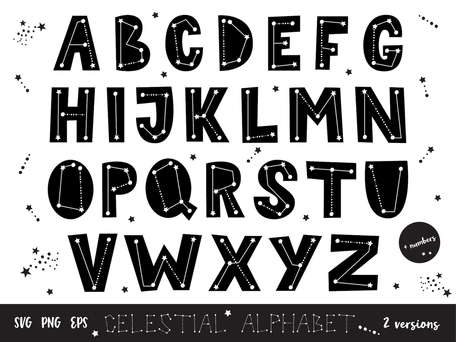 Celestial Alphabet Clipart, Nursery Space Art Print, Boho Letter Set ...