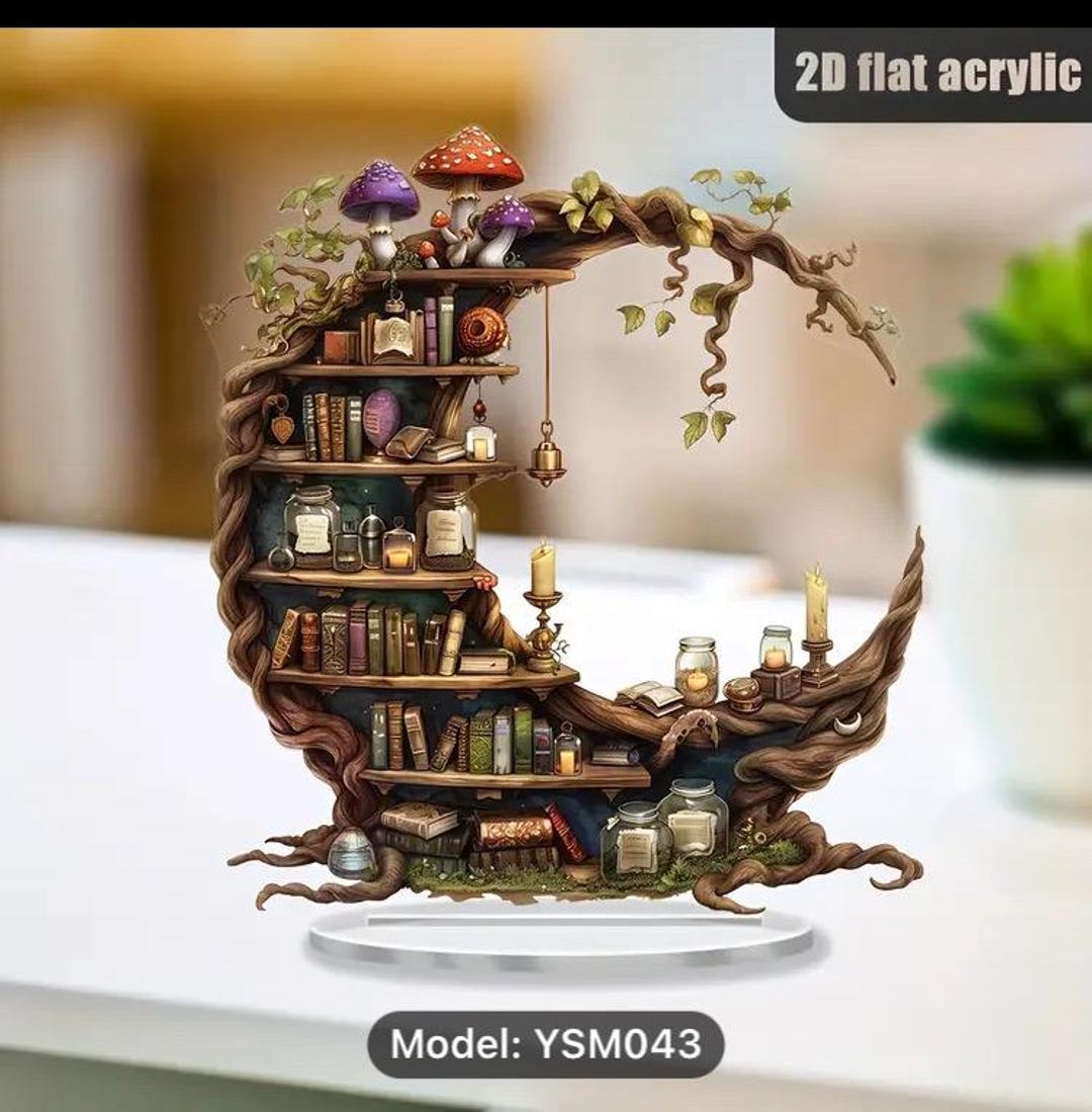 Classic Acrylic Cresent Moon Bookshelf Decor- Table Top Celestial ...