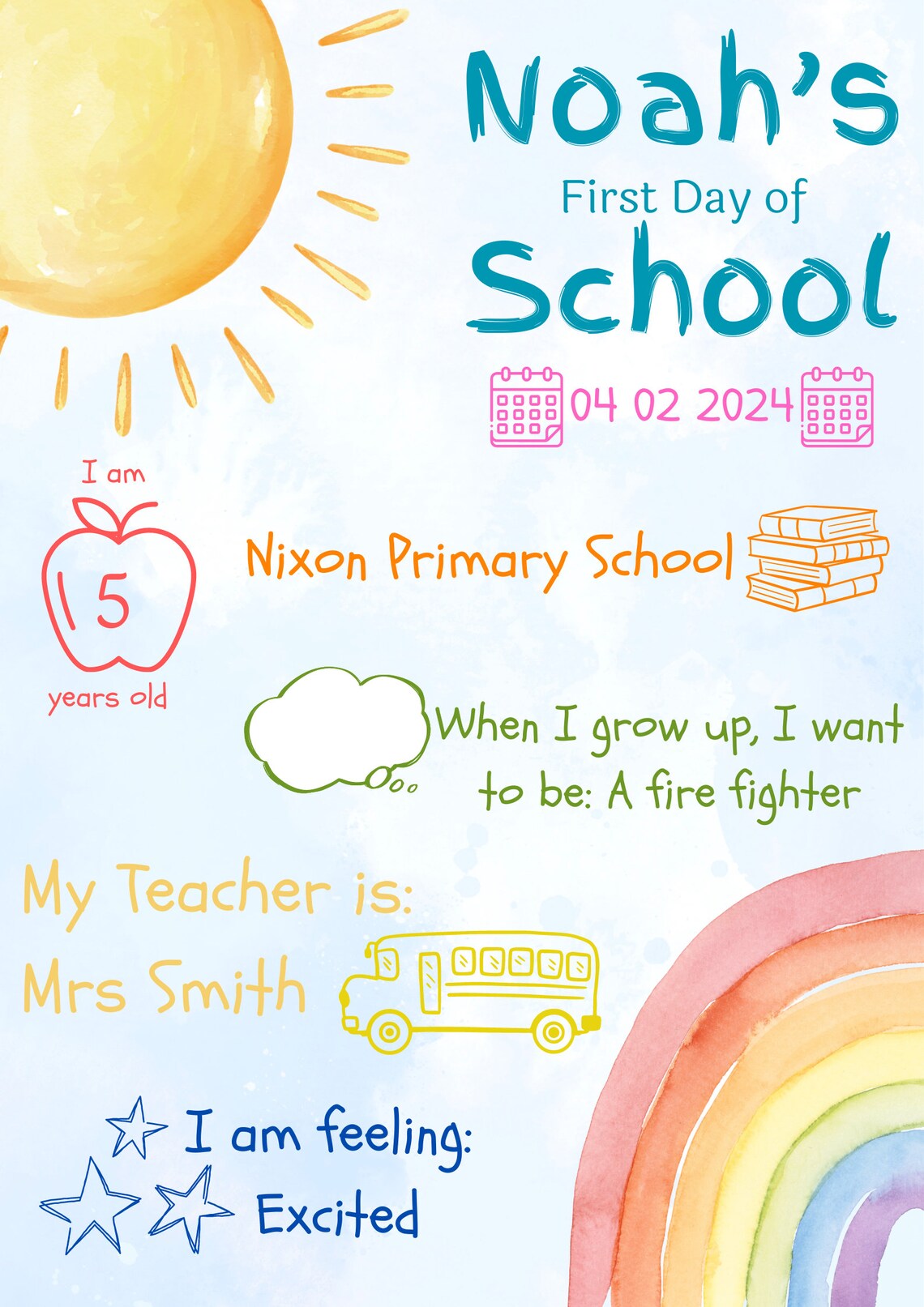 First Day of School Kindergarten Poster Board Template - Etsy