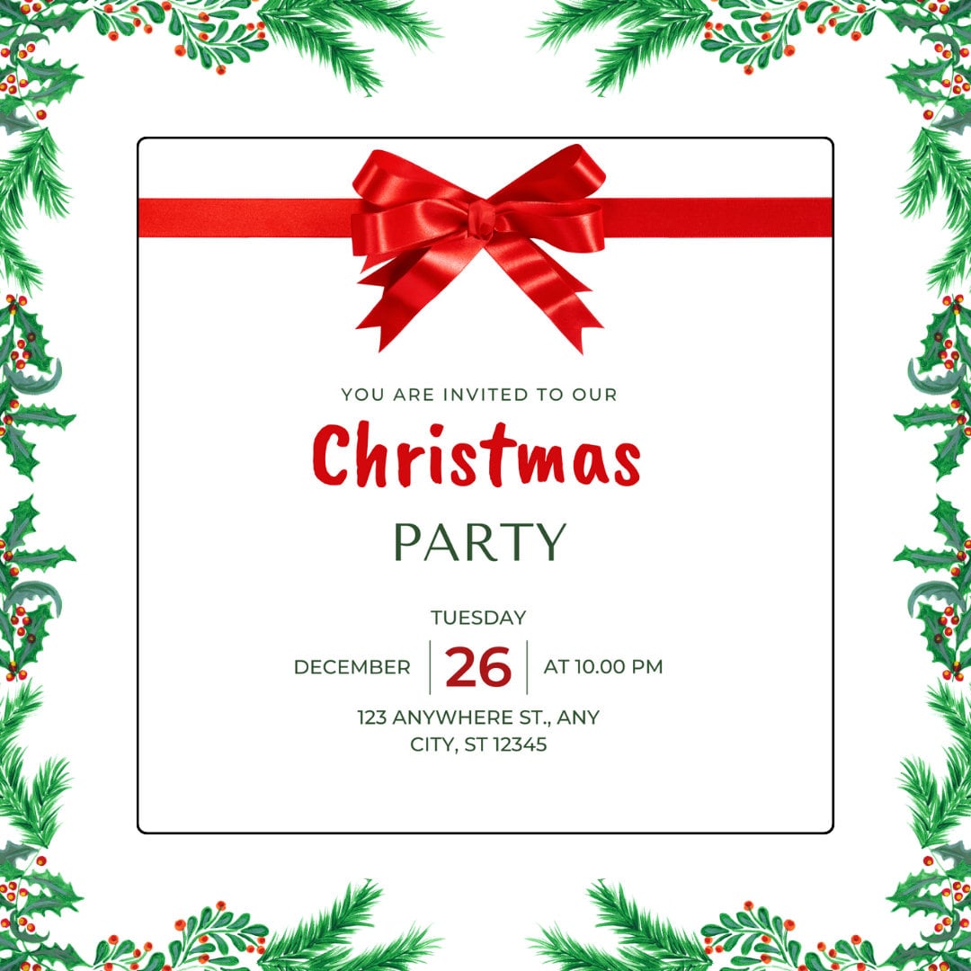 Simple Christmas Party Invitation - Etsy