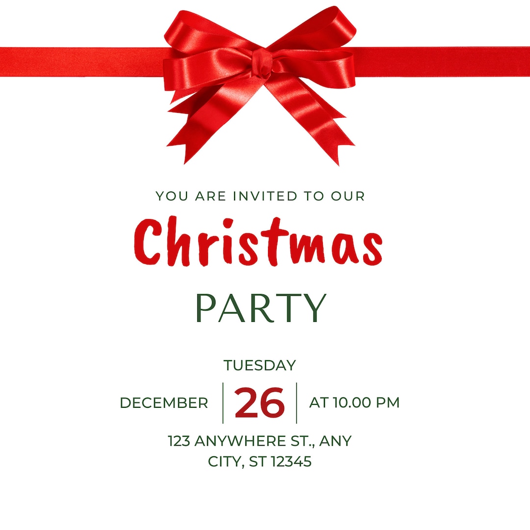 Simple Christmas Party Invitation - Etsy