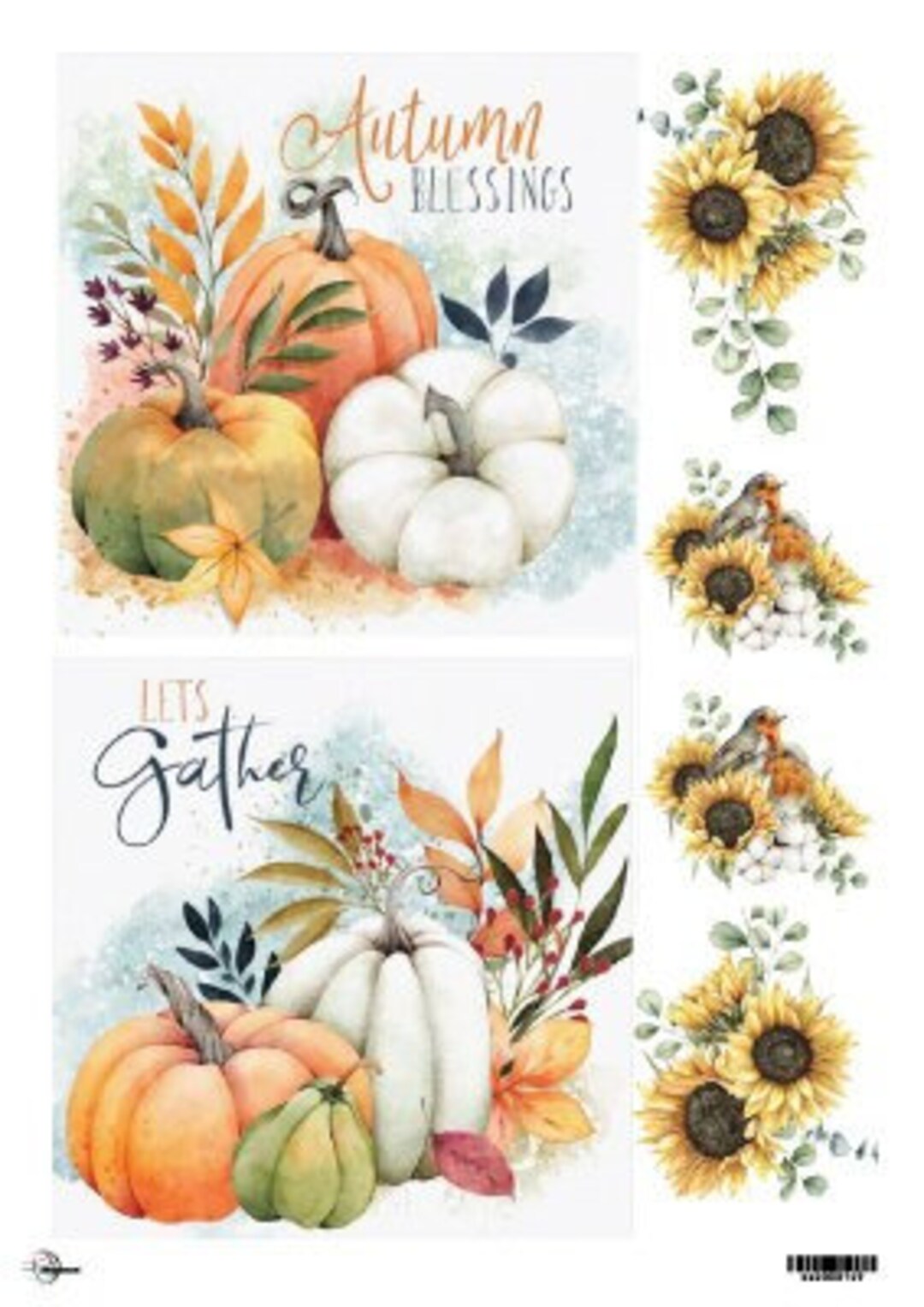 A3 Rice Paper for Decoupage Thanksgiving Theme Mixed Media Diy Papiery ...