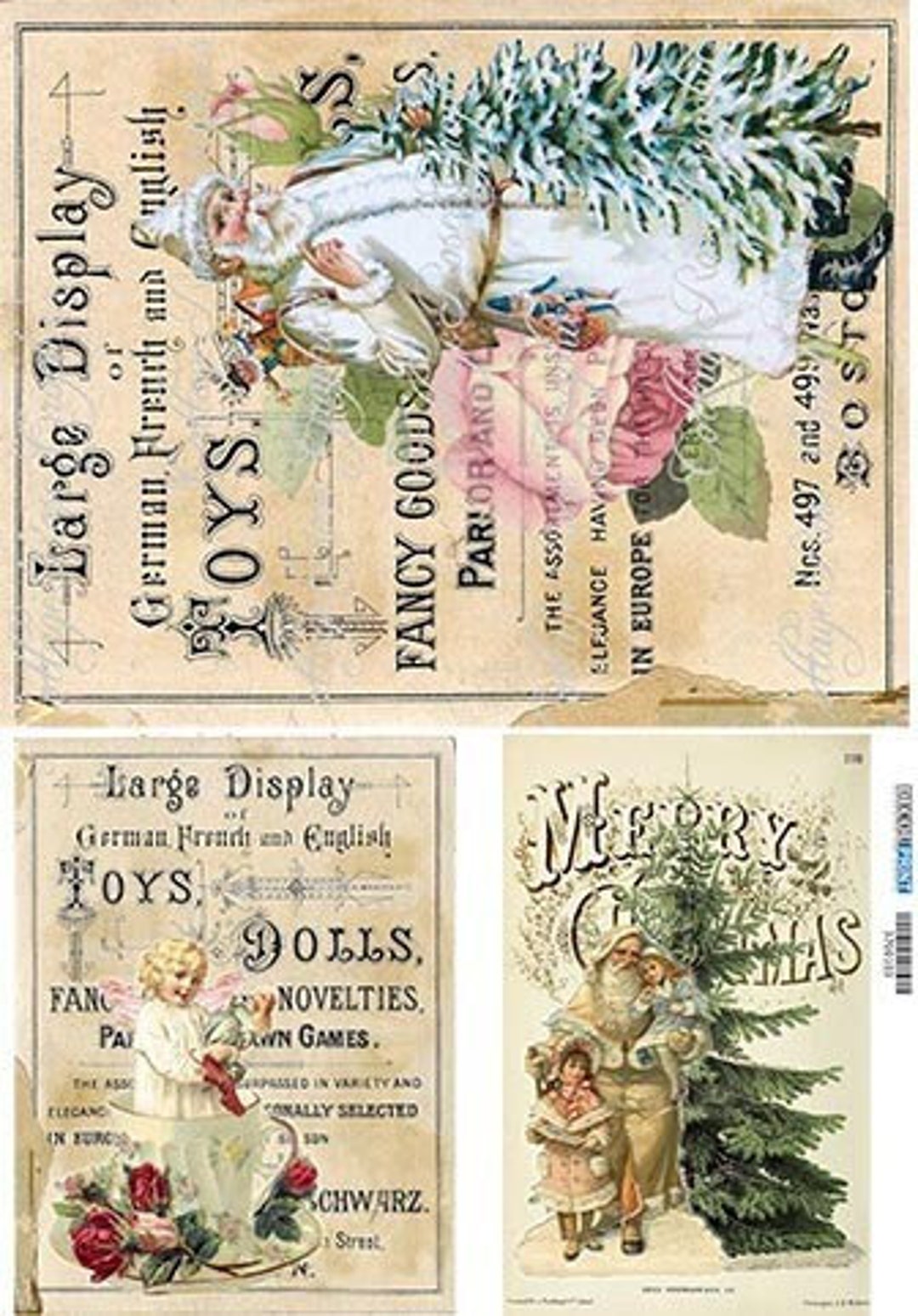 A3 Rice Paper for Decoupage Christmas Theme Mixed Media Diy - Etsy