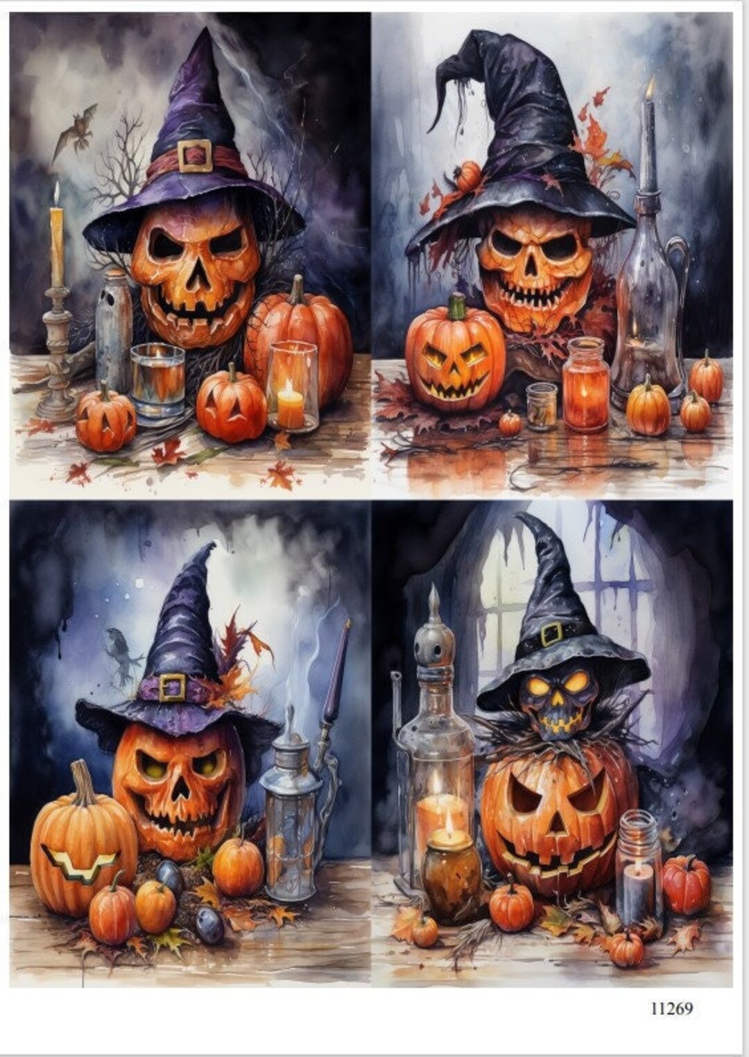 A4 A3 Rice Paper for Decoupage Halloween Theme Mixed Media Diy Papiery ...