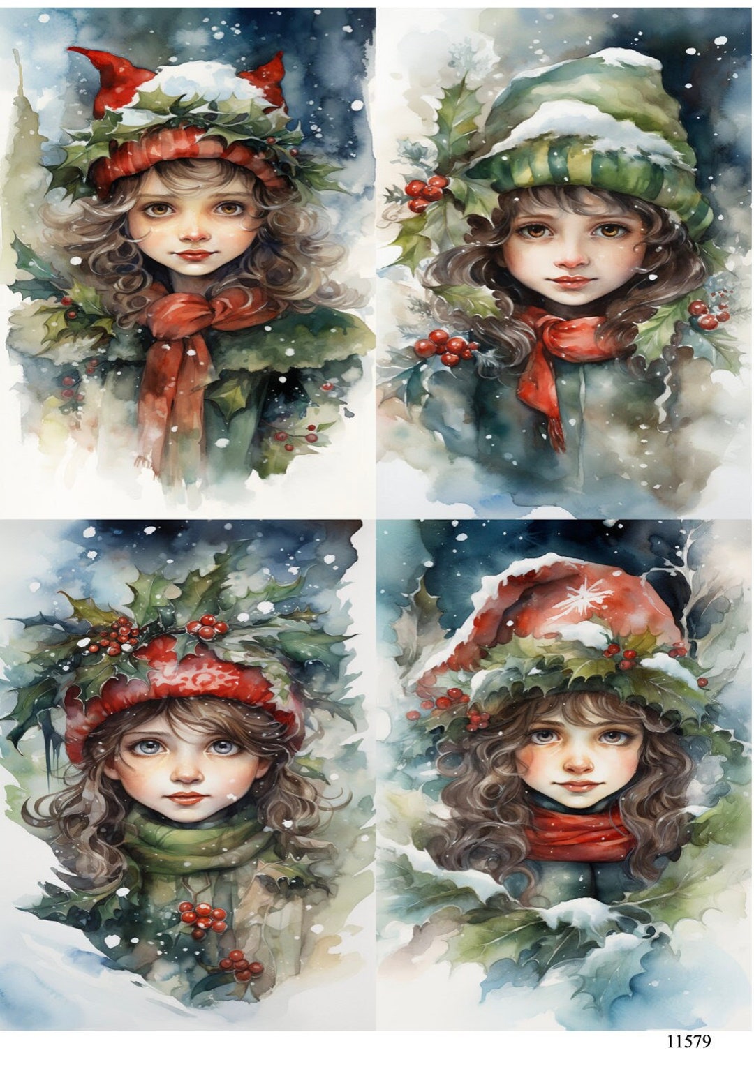 A4-A3 Rice Paper for Decoupage Christmas Theme Mixed Media Diy ...