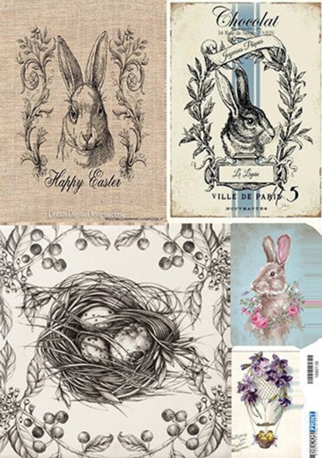 A3 Rice Paper for Decoupage Easter Theme Mixed Media Diy Easter Candles ...
