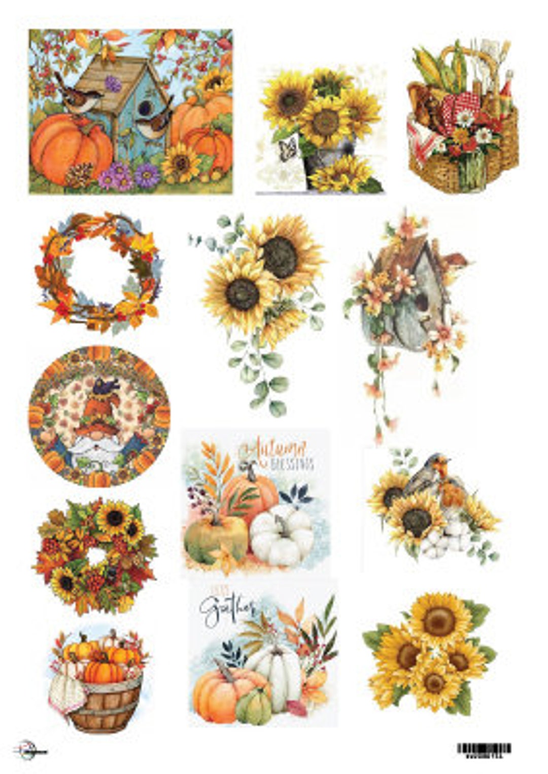 A3 Rice Paper for Decoupage Thanksgiving Theme Mixed Media Diy Papiery ...