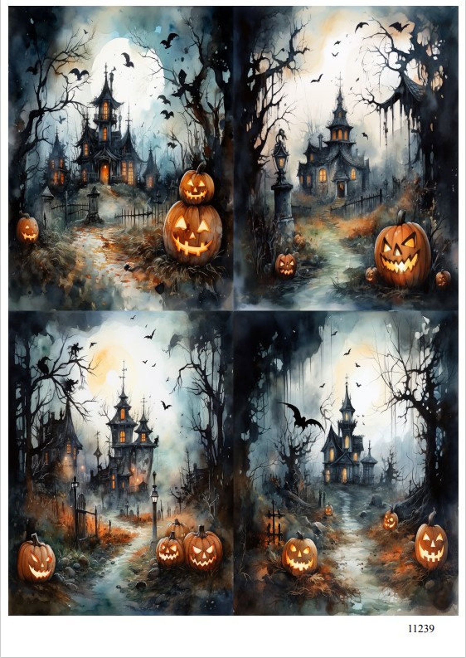 Α4 A3 Rice Paper for Decoupage Halloween Theme Mixed Media Diy Papiery ...