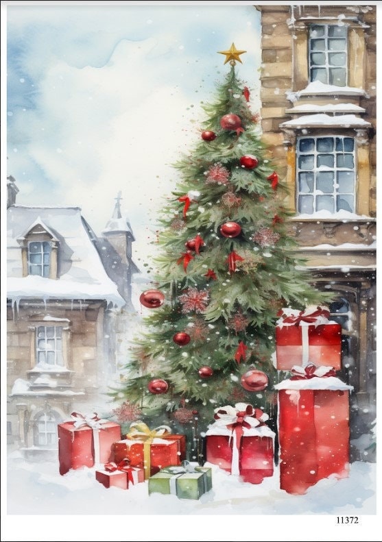 A3 Rice Paper for Decoupage Christmas Theme Mixed Media Diy Christmas ...