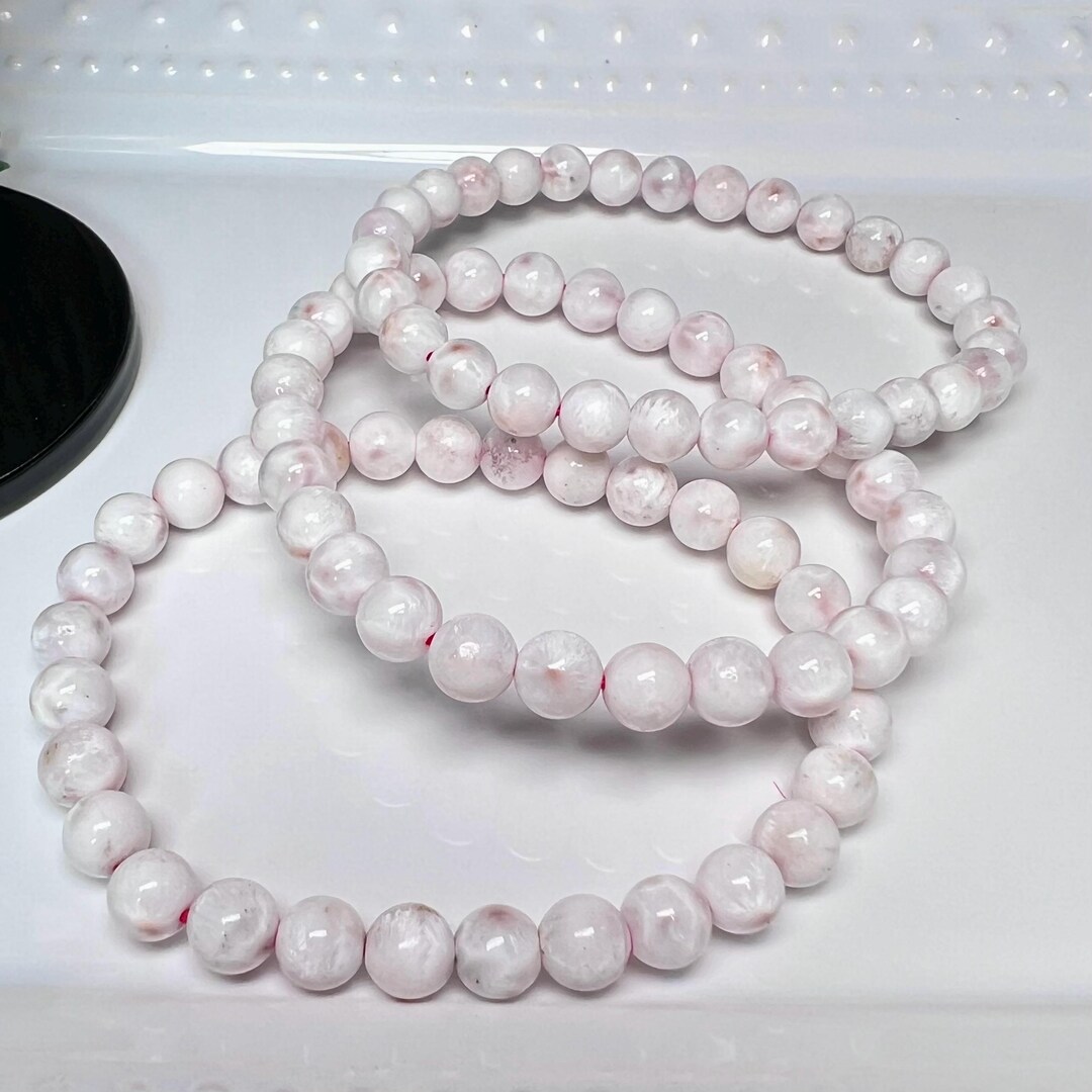 Pink Larimar Bracelet, Pink Larimar Crystal, Thomsonite Crystal, 6-7mm ...