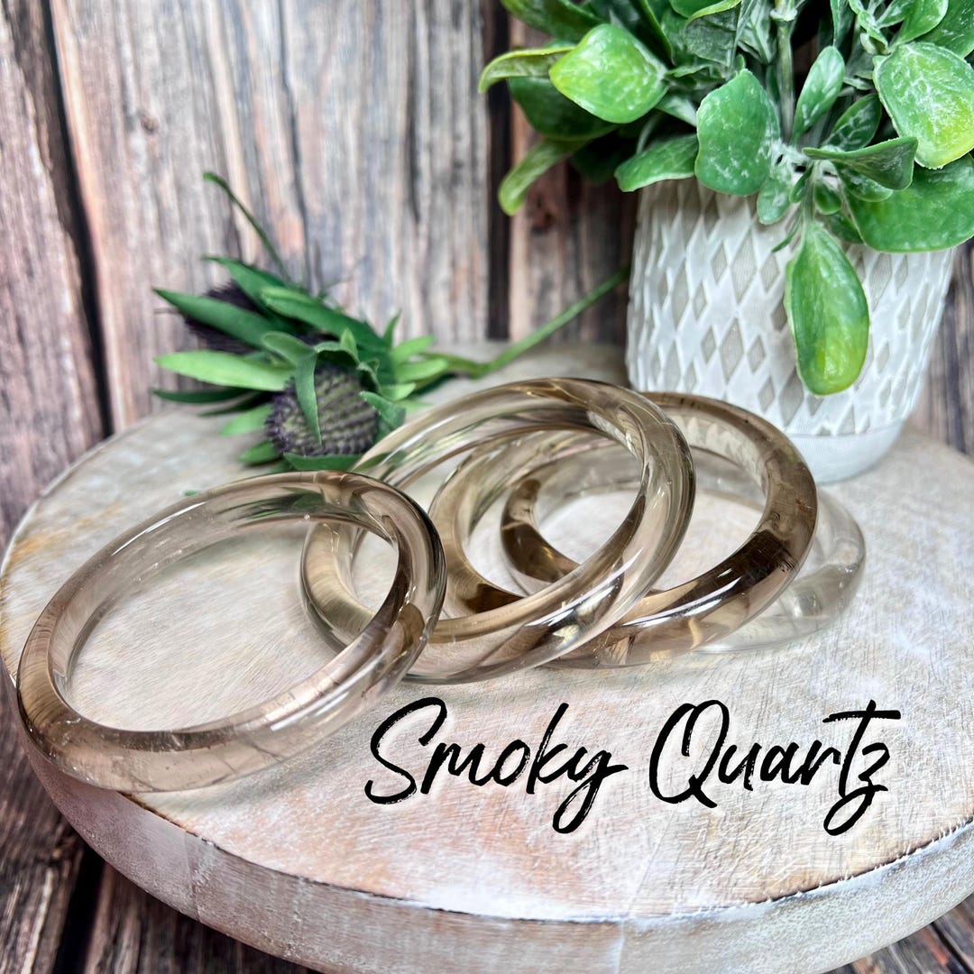 Smoky Quartz Crystal Bangle Bracelet, Smoky Quartz Bangle, Crystal ...
