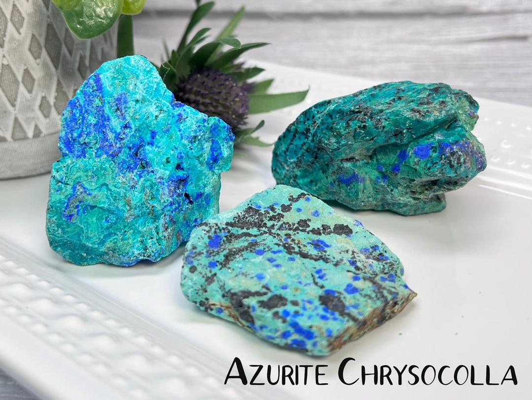 Azurite Chrysocolla Raw Stone, Chrysocolla With Azurite, Rough ...