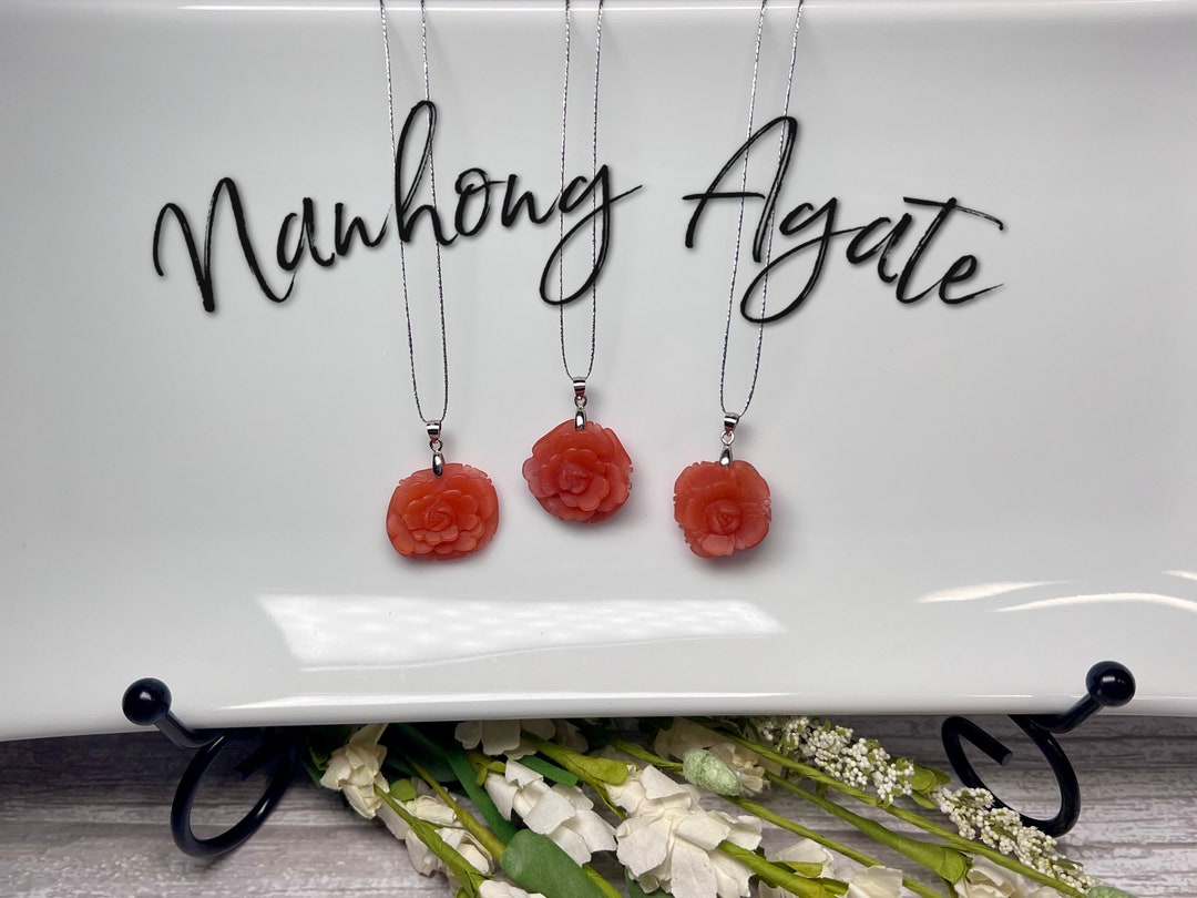 Nanhong Red Agate Flower Pendant, South Red Agate Pendant, Crystal ...