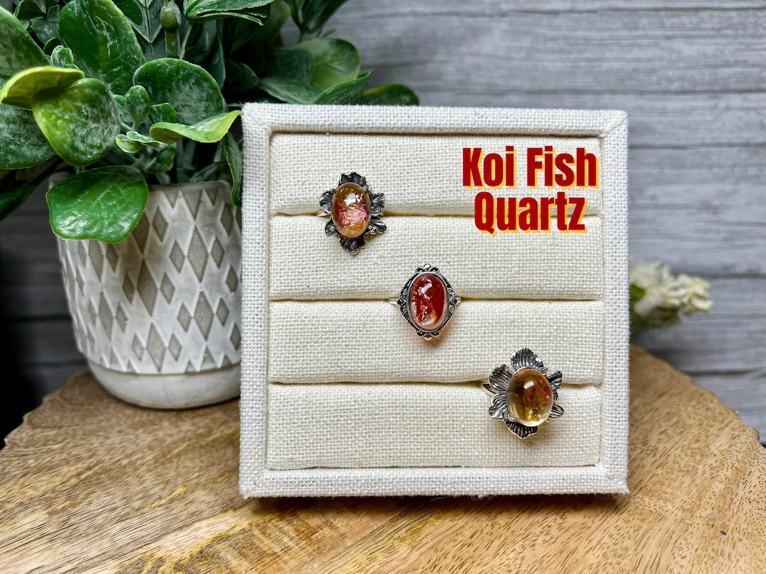 Rare Koi Fish Quartz Ring, Hematoid Golden Healer, Rainbow Inclusions ...
