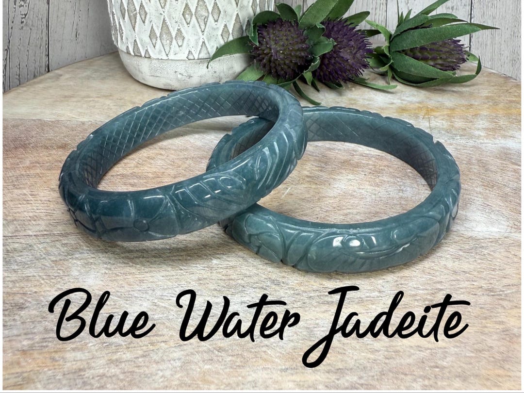 Beautiful Blue Water Jadeite Bangle Bracelet, Jade Carving Bangle ...