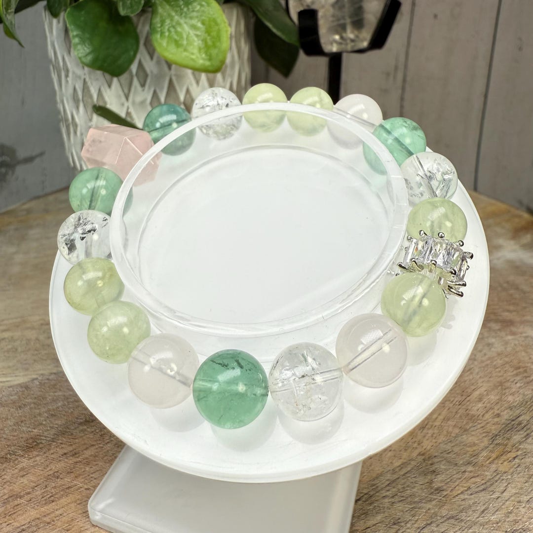 Golden Prehnite + Green Fluorite + Star Rose Quartz + Azeztulite + Rose ...