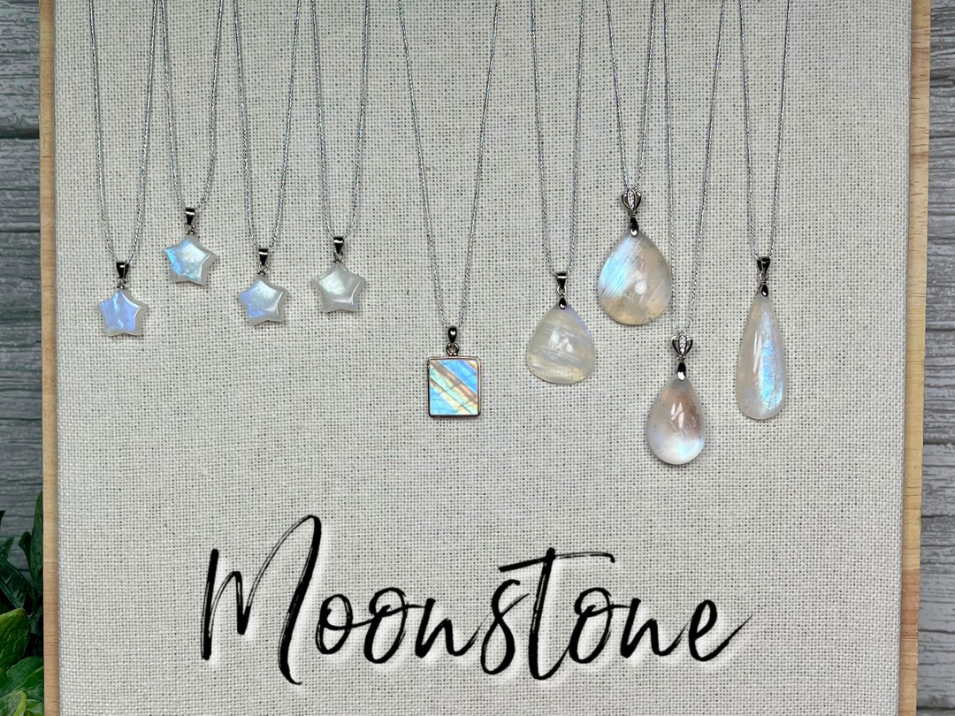 Moonstone Pendant, Blue Moonstone Pendant, Rainbow Moonstone Pendant ...