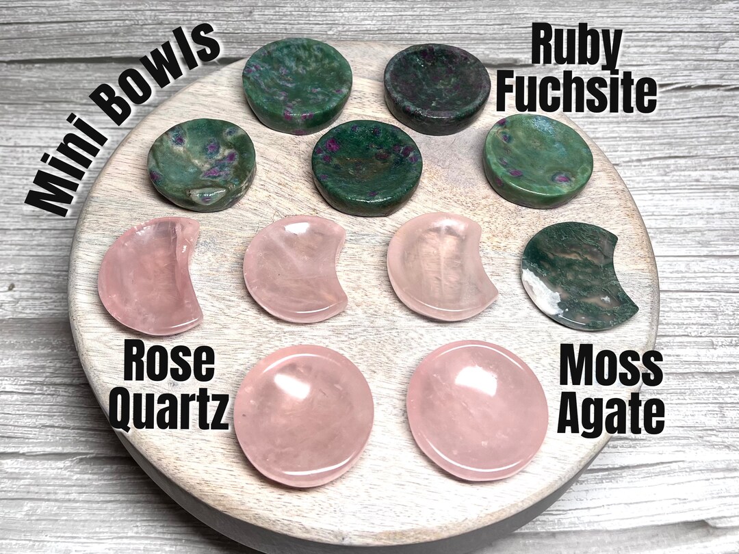 Mini Crystal Bowl in Ruby Fuchsite, Rose Quartz, Moss Agate, Mini ...