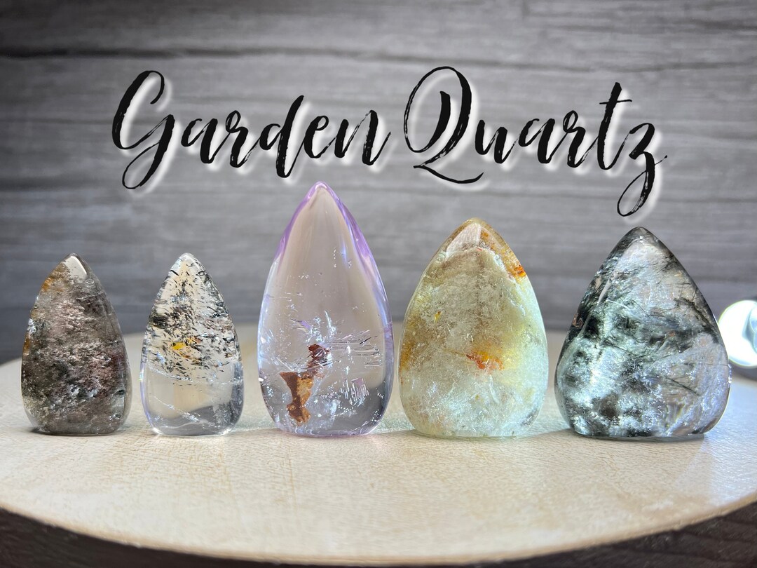 Garden Quartz Small Freeform Flame, Lodolite, Rutilated Garden Quartz ...