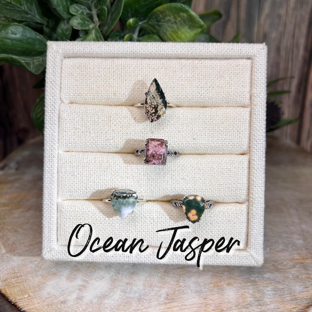Colorful Ocean Jasper Ring, Orbicular Ocean Jasper Crystal, 925 Silver ...