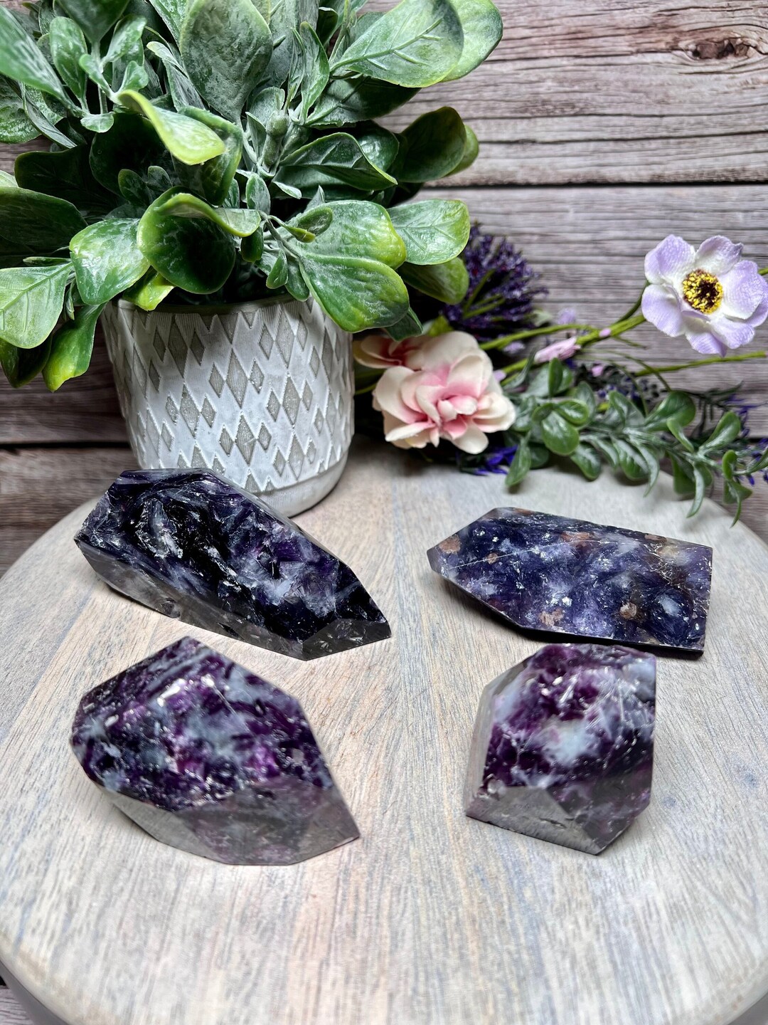 Purple Emerald Quartz Freeform, Lepidolite With Purple Mica Freeform ...