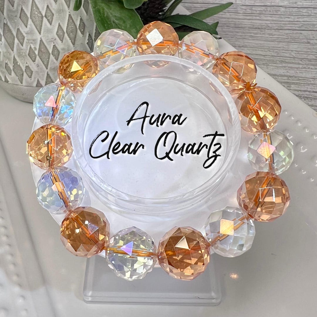 Beautiful Aura Coated Clear Quartz Bracelet, Clear Aura Coating ...