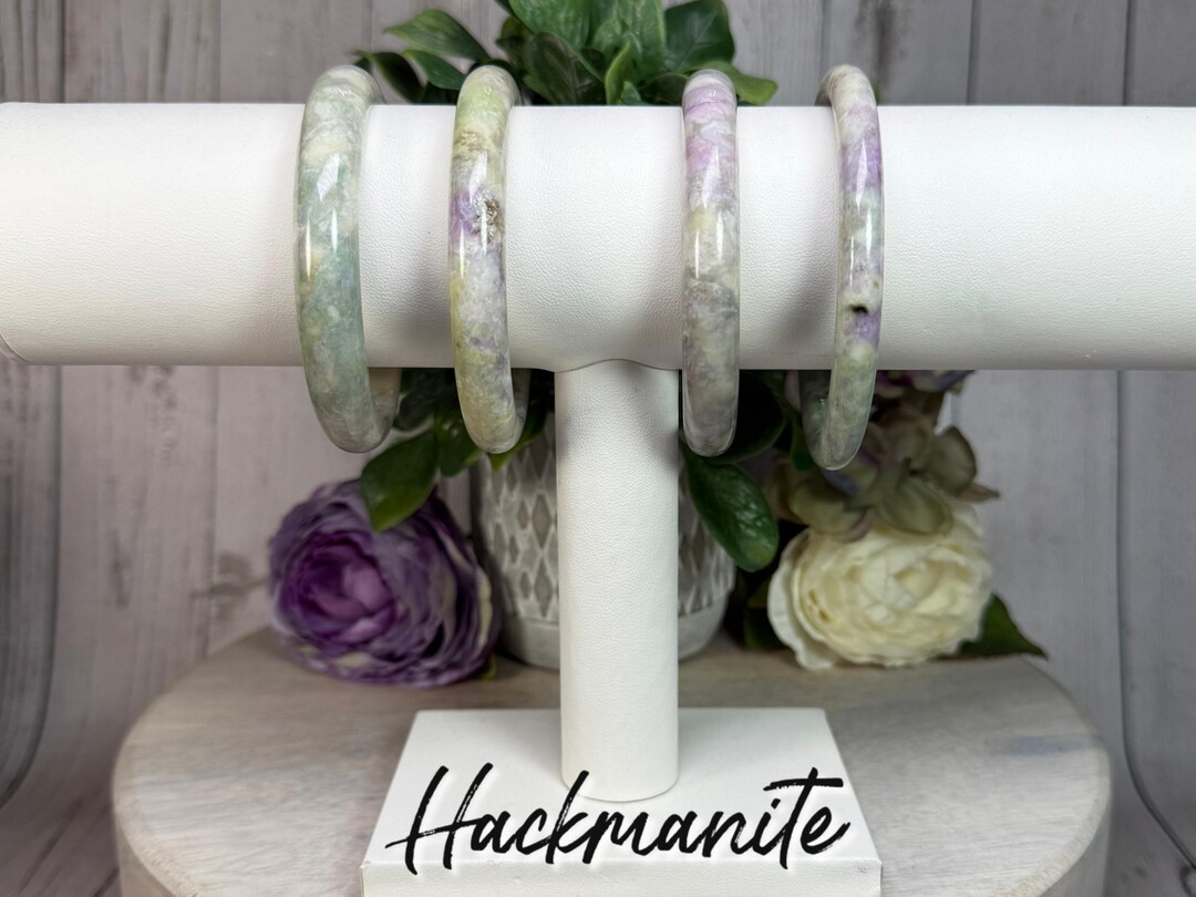 Hackmanite Bangle Bracelet, UV Reactive Crystal Bangle, Third Eye/crown ...