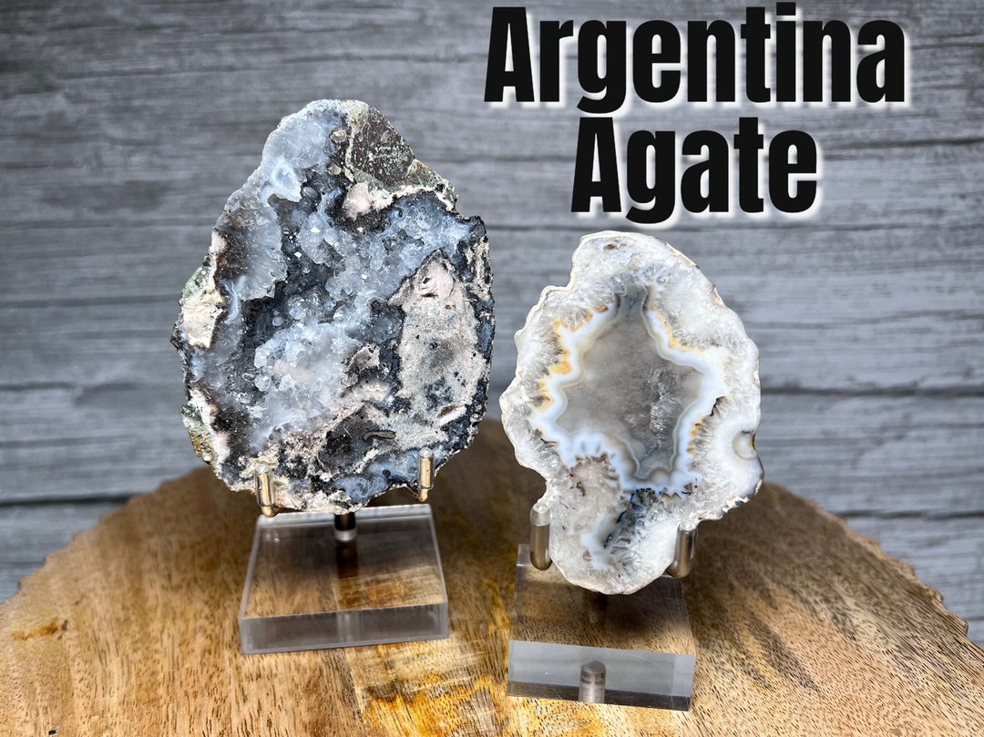 Argentina Agate Slab, Agate Slice, Polished Agate Slice With Acrylic ...