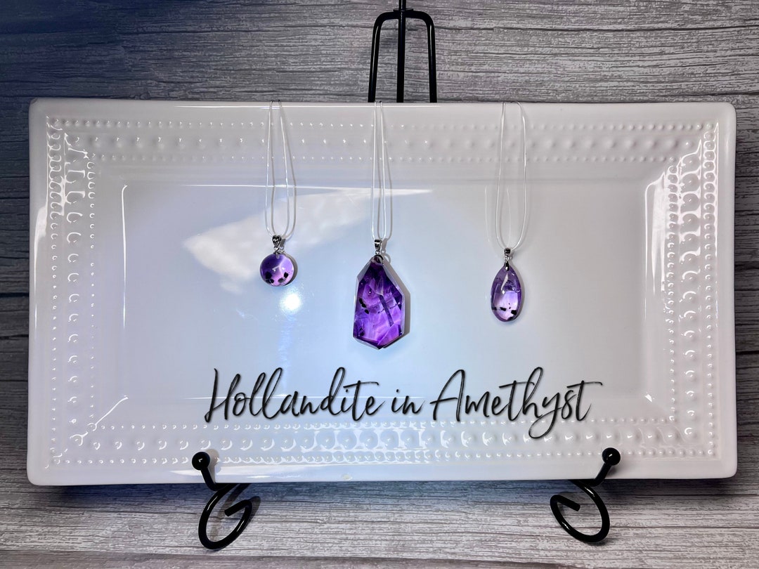 Hollandite in Amethyst Pendant, Amethyst With Hollandite, Sea Urchin ...