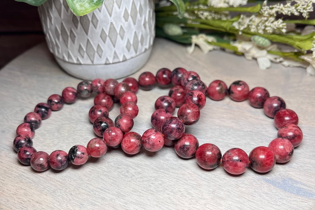 Gemmy Rhodonite, Red Rhodonite, Rhodonite Crystal Bracelet, 10mm, 12mm ...