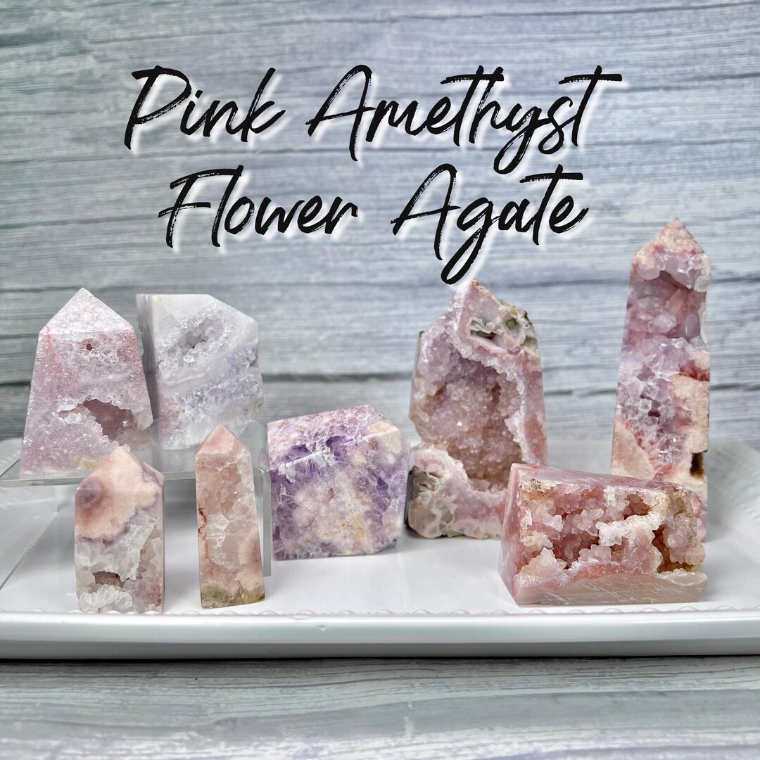 Druzy Pink Amethyst Flower Agate, Pink Amethyst Flower Agate Tower or ...