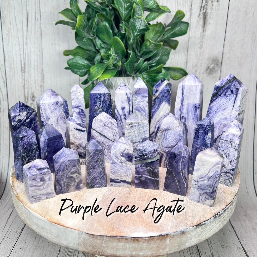 Purple Lace Agate Tower, Purple Peacock Stone, Agate With Purple and ...