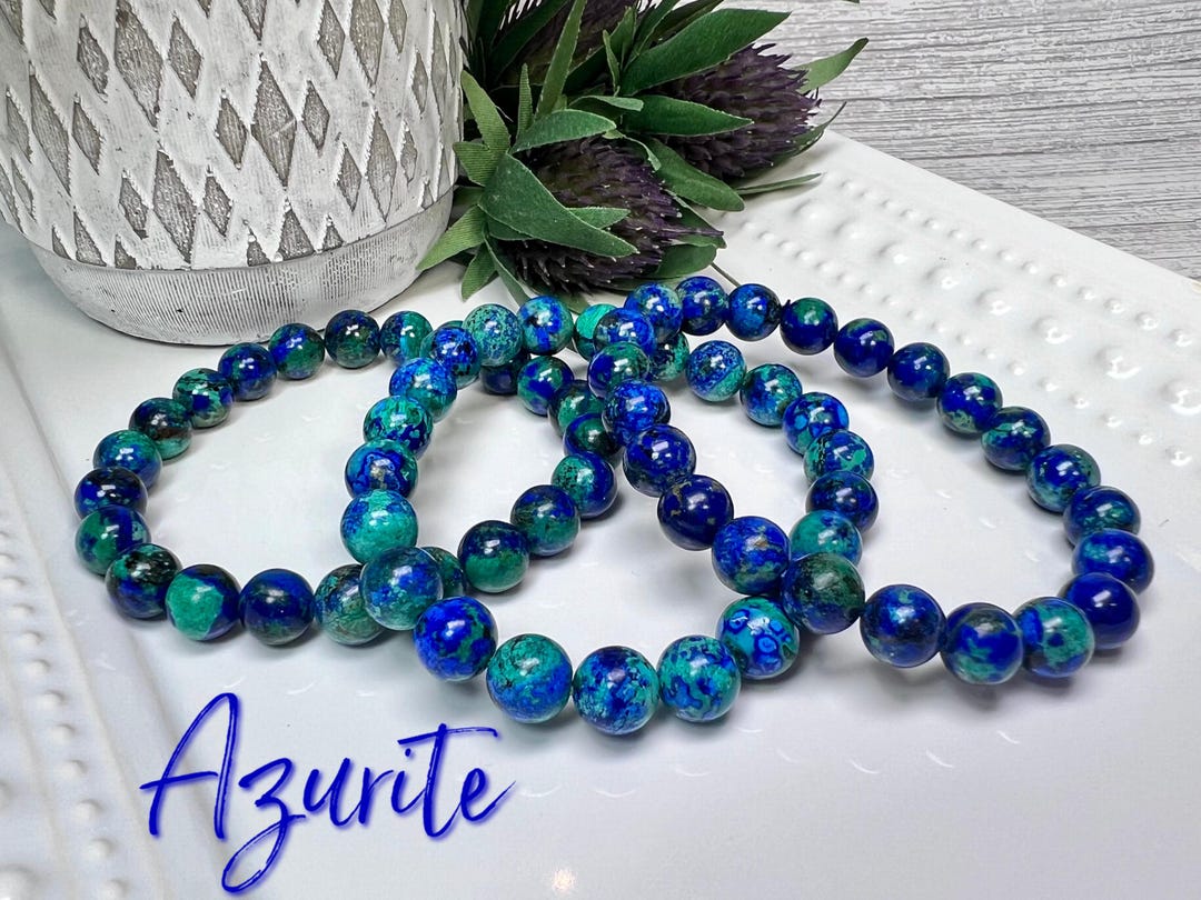 Azurite Bracelet, Azurite Chrysocolla Bracelet, Azurite and Chrysocolla ...