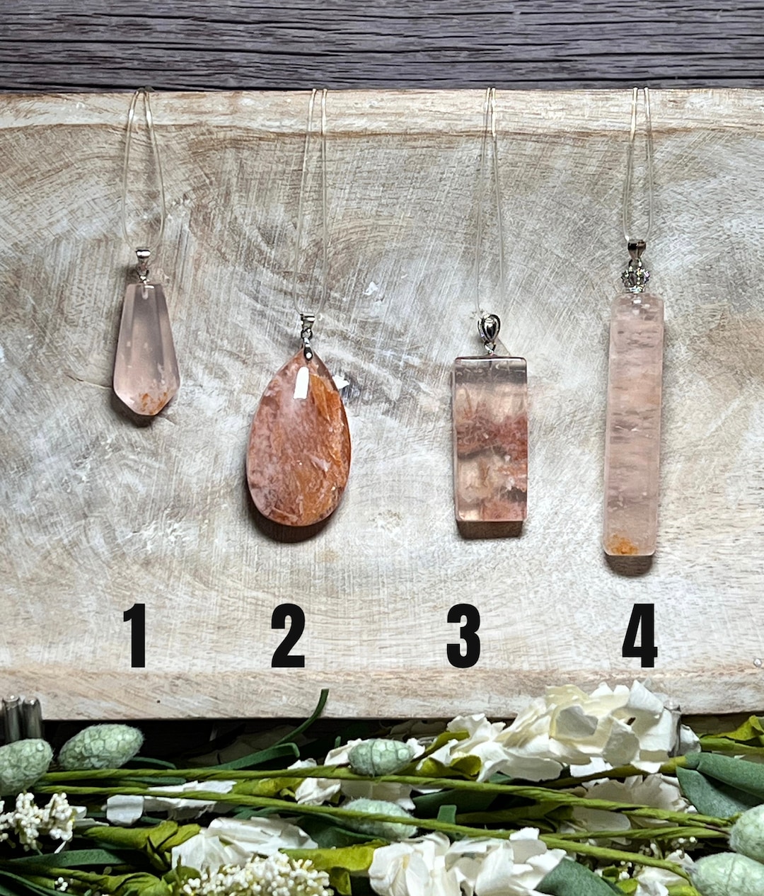 Pink Snowflake Garden Quartz Pendant, Orange White Sericite Rutilated ...